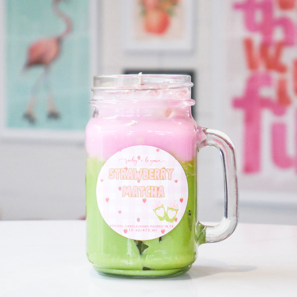 Strawberry Matcha Soy Candle – Ruby + Begonia